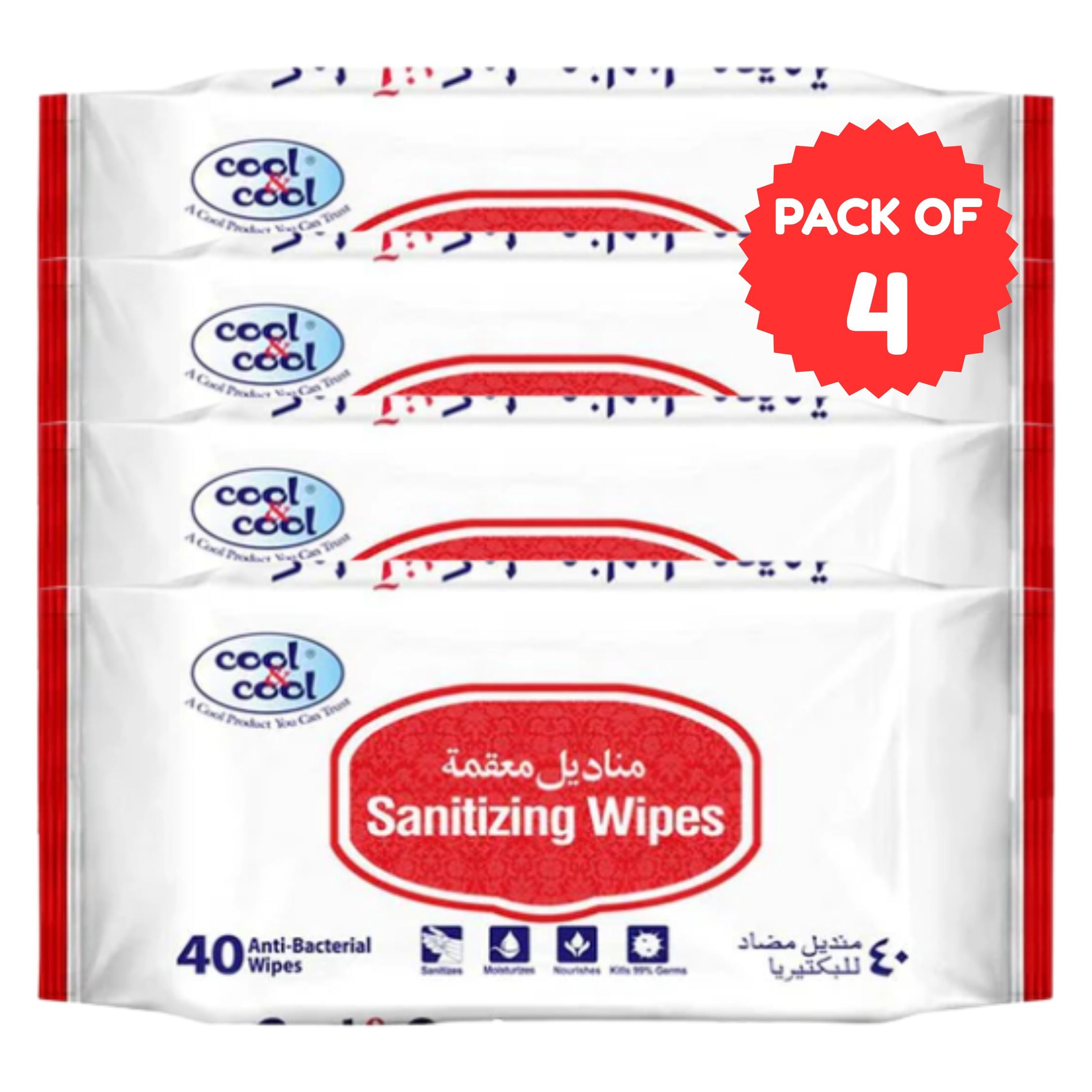 Sanitizing Wipes 40 Sheets with Lid Pack of 4