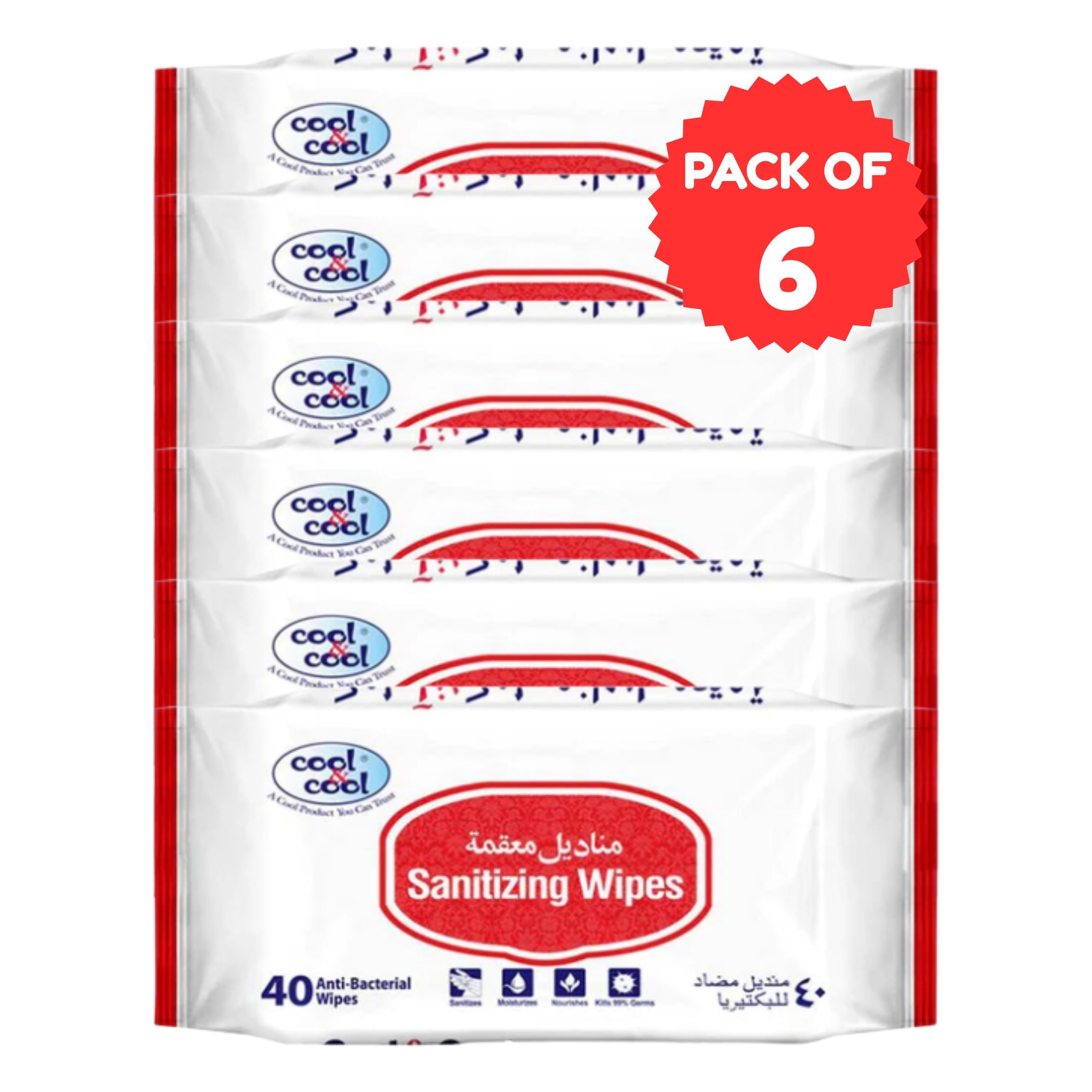 Sanitizing Wipes 40 Sheets with Lid Pack of 6